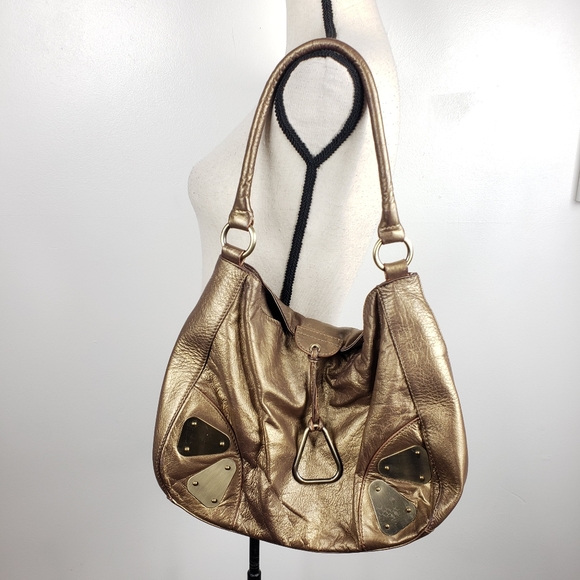 Michael Rome | Bags | Michael Rome Bronze Gold Leather Hobo Shoulder ...
